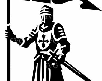 4 Templar Knight SVG 4 Cut File, Medieval Crusader Silhouette Clipart ...