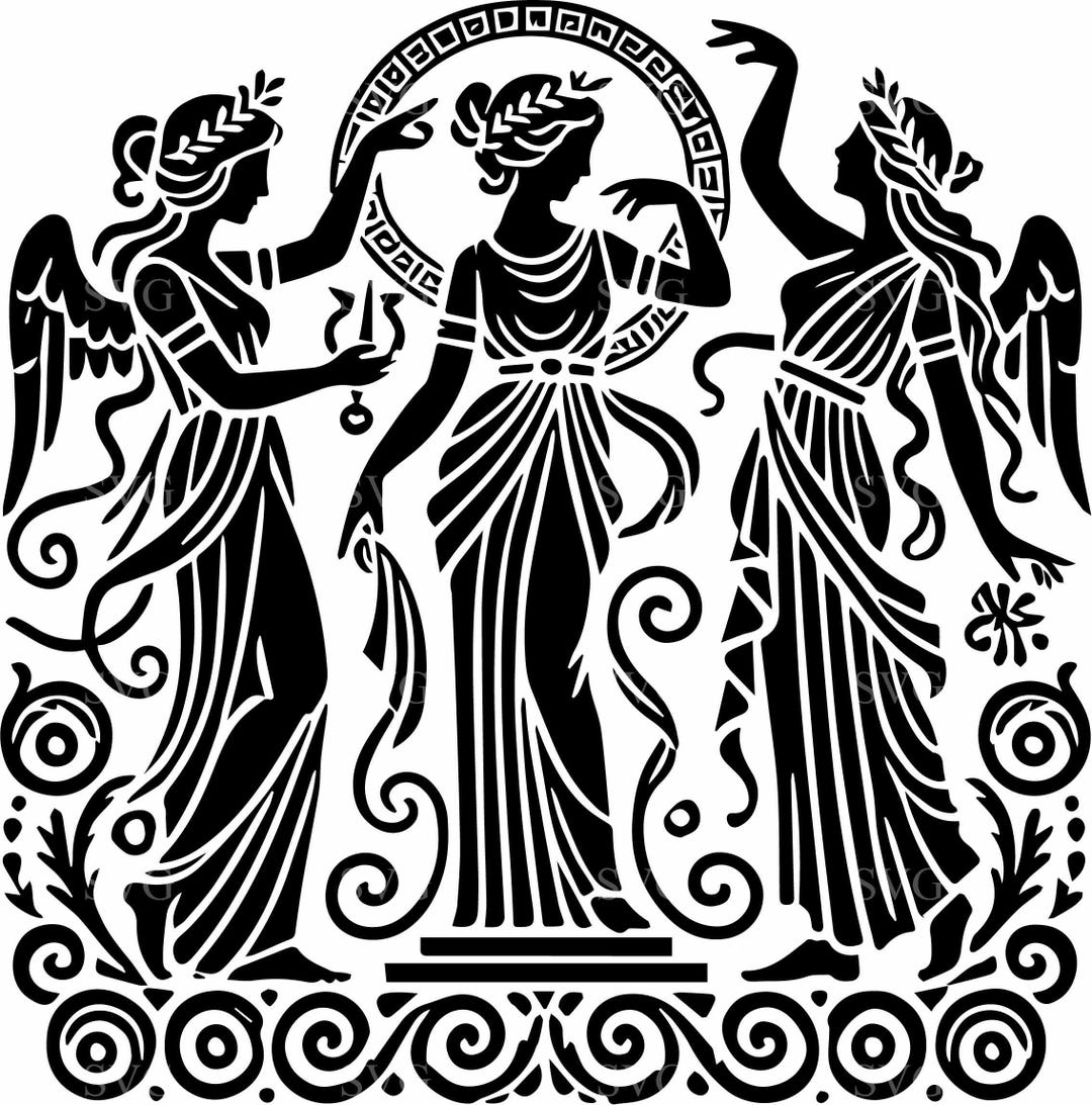 Ancient Greek Goddesses SVG 4 Cut File | Mythological Trio Silhouette ...