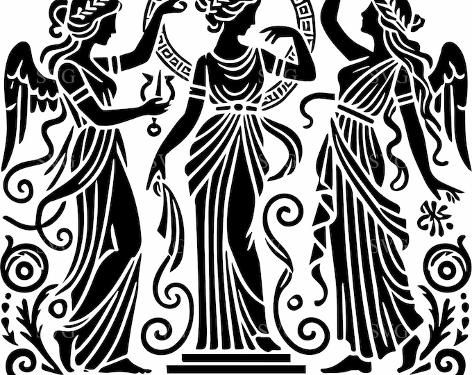 Ancient Greek Goddesses SVG 4 Cut File | Mythological Trio Silhouette ...
