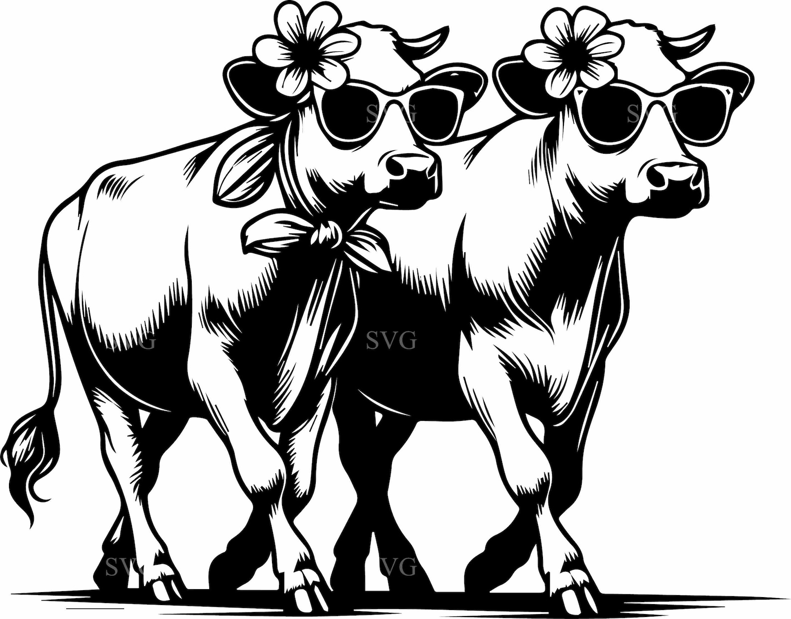 6 Matching Animals – 6 Cow Couple SVG Cut File – Funny Farm Design for ...