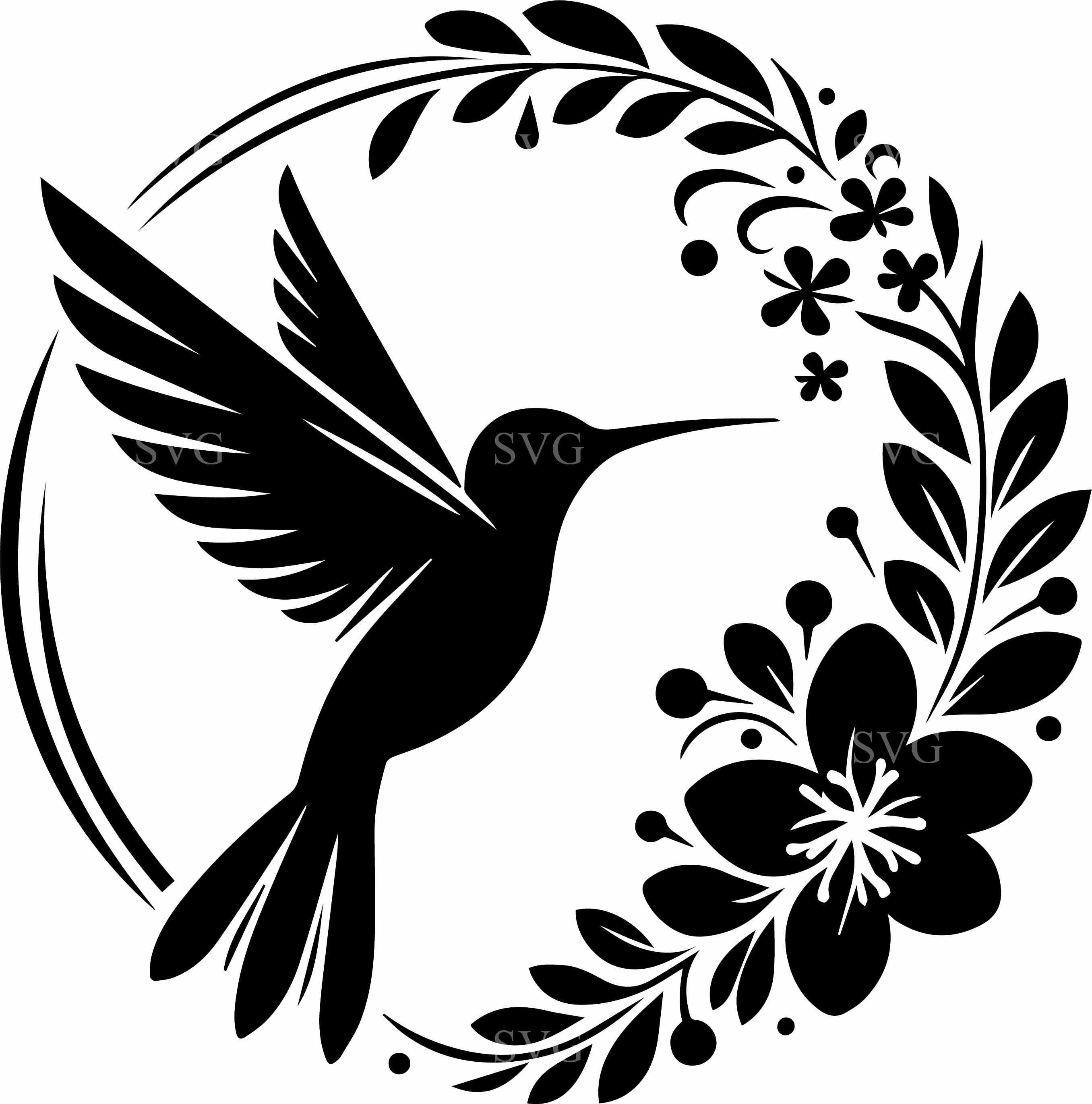 8 Floral Hummingbird SVG – Circle Bird Cut File for Cricut Silhouette ...