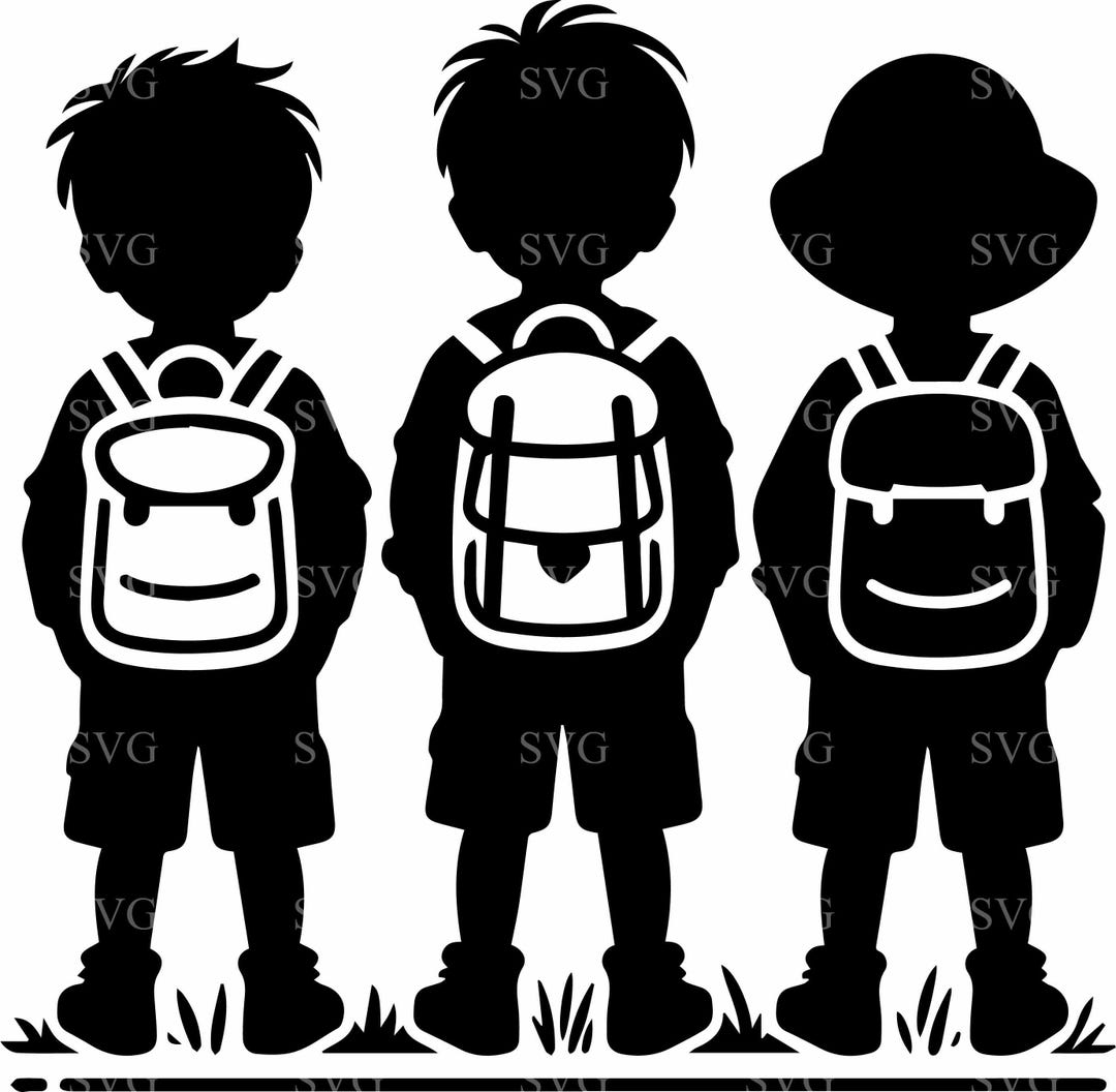 Three Boys With Backpacks SVG 4 Cut File – School and Travel Digital ...