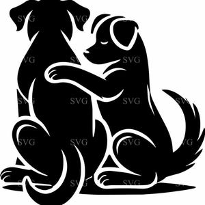 Dog Duo SVG 4 Cut File - Silhouette of Two Loyal Canine Friends - DIY ...
