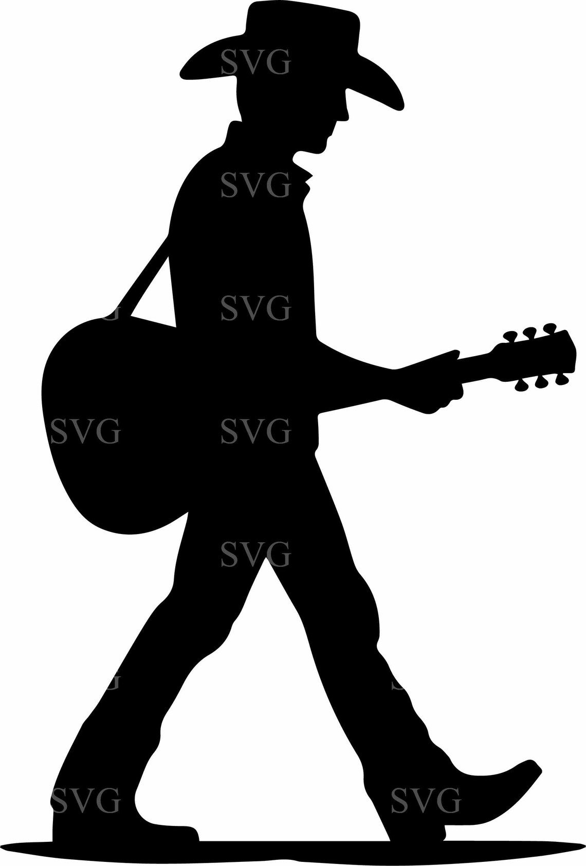 4 Cowboy Guitarist SVG, 4 Western Musician Silhouette, Country Singer ...