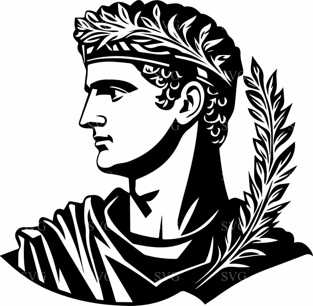 Roman Caesar SVG 4 Cut File, Historical Laurel Wreath Portrait Vector ...