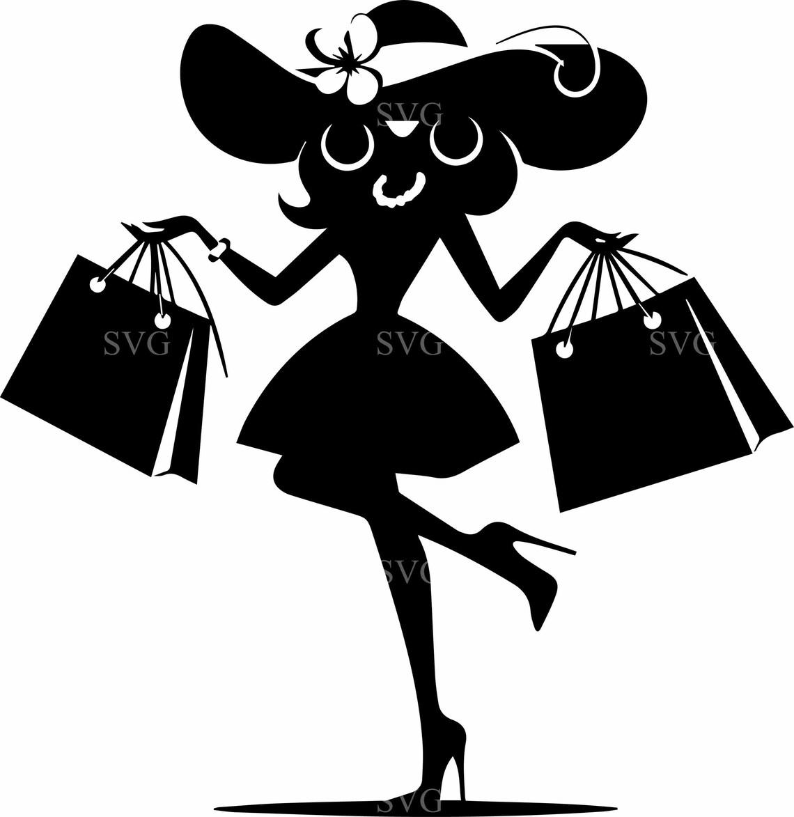7 Shopping Lady SVG – 7 Fashion Woman With Bags Cut File – Stylish ...