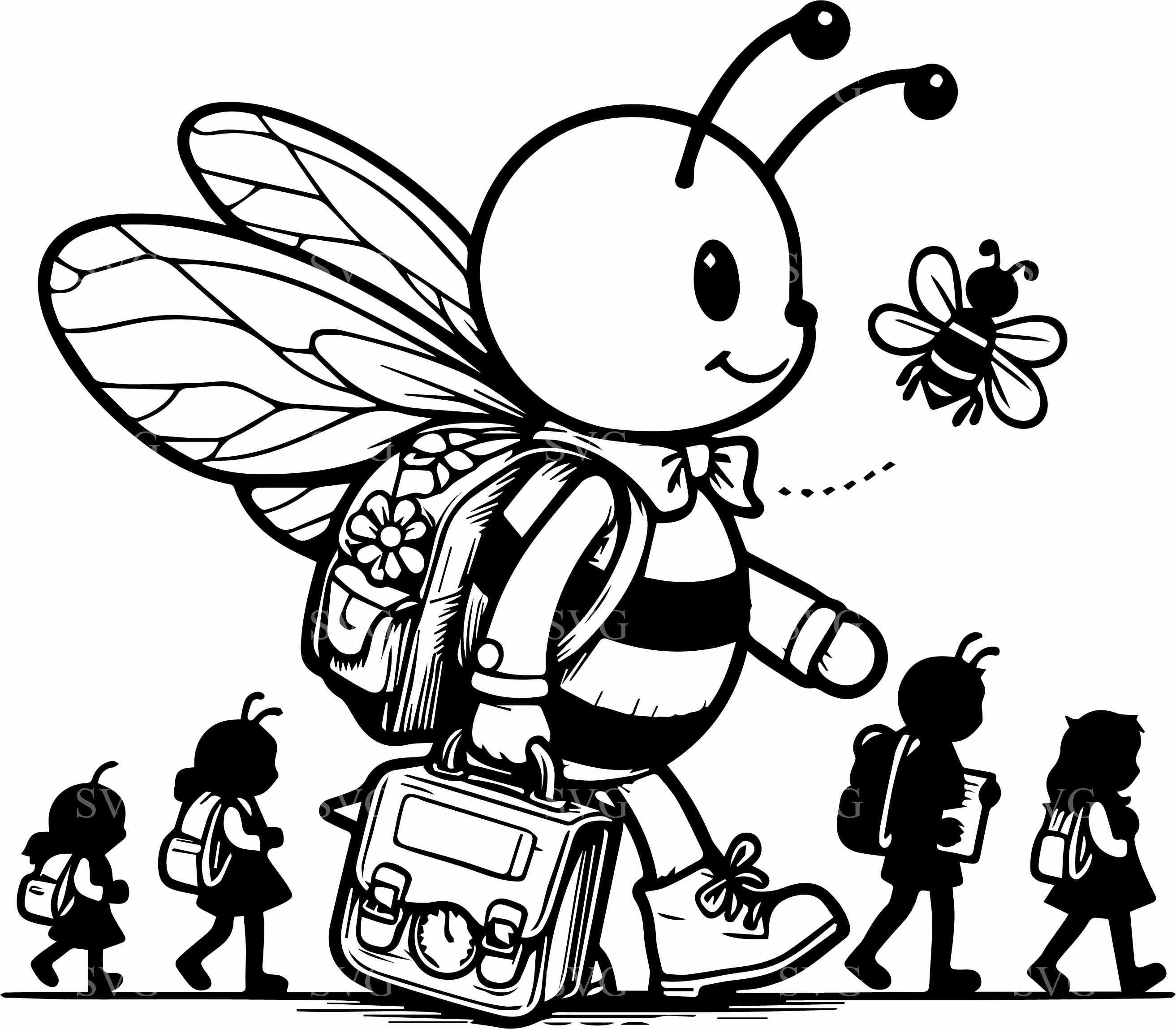 6 Back to School Bee SVG Cut File – Kids Crafts, Cricut Silhouette ...