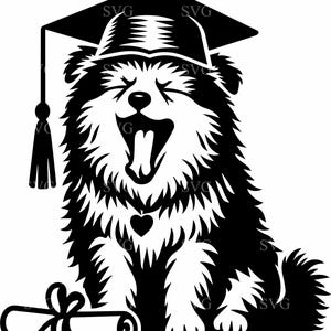 Graduation Dog SVG, 8 Cute Grad Puppy Cut File, Class of 2025 Clipart ...