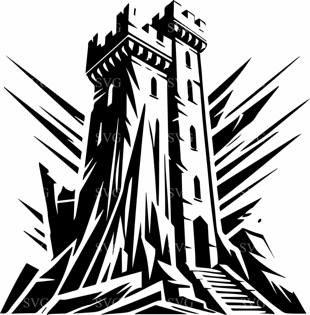 Ruined Tower SVG 6 Cut File - Ancient Crumbling Castle Tower Design ...
