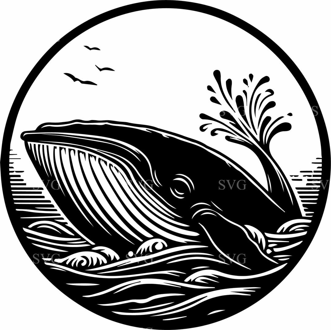 Breaching Whale SVG, 3 Majestic Ocean Animal Cut File for Cricut and ...