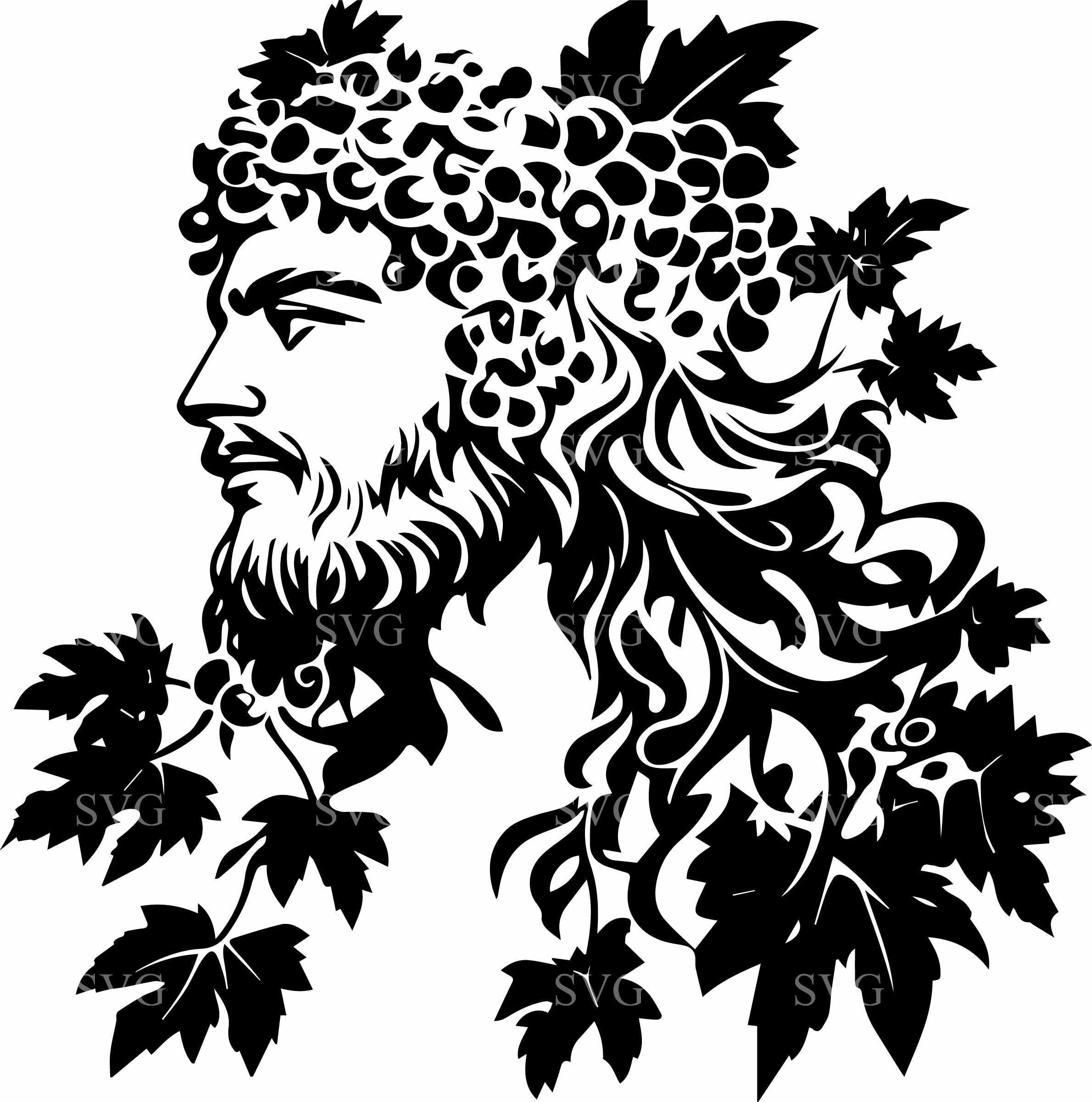 4 Greek God Dionysus SVG 4 Cut File - Grapes and Vines Design ...