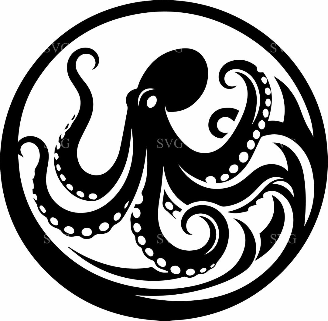 8 Octopus Wave SVG – Swirling Ocean Sea Creature Cut File for Cricut ...