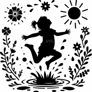 5 Puddle Splash – 5 Girl SVG Cut File – Joyful Kid Design for Cricut ...