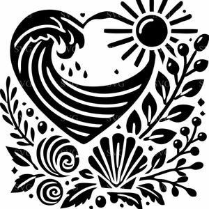 8 Ocean Heart SVG – Beach Waves, Sun & Shells Cut File - Etsy