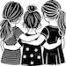 4 Three Sisters SVG Cut File, 4 Girls Hugging Silhouette, Family and ...