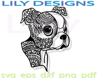 Boxer Mandala Svg - Etsy