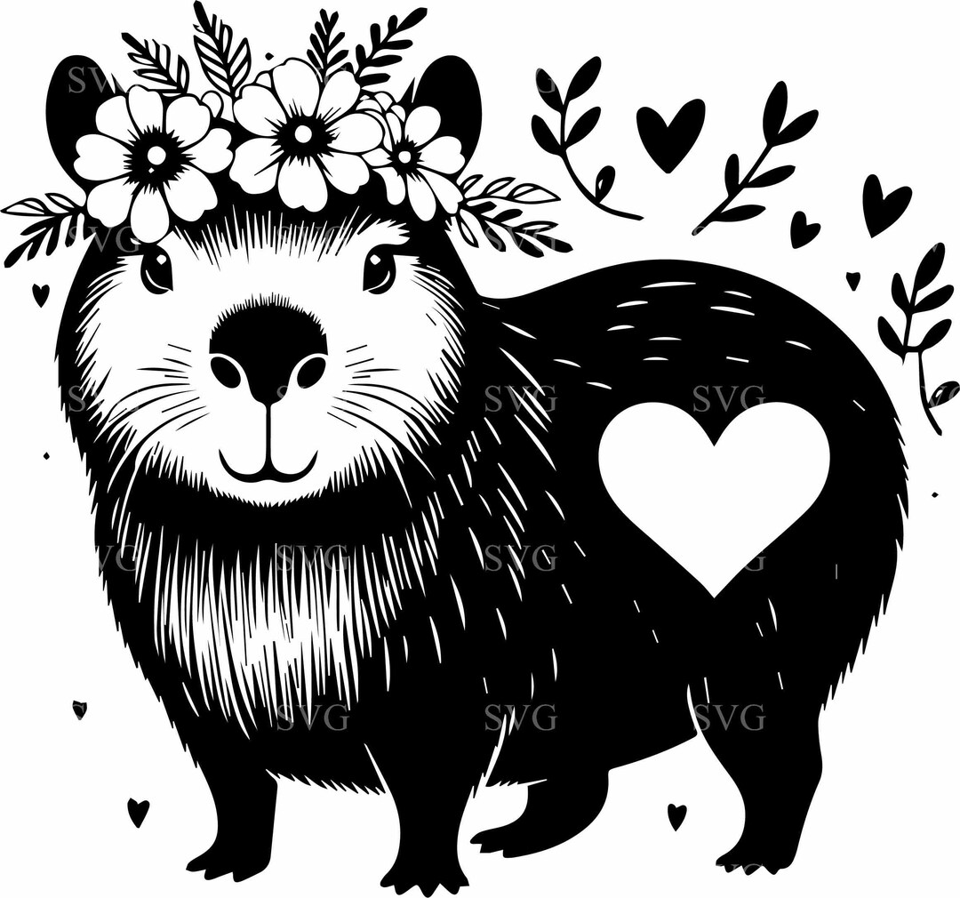 3 Floral Capybara SVG 3 Cut File - Cute Capybara With Flower Crown ...