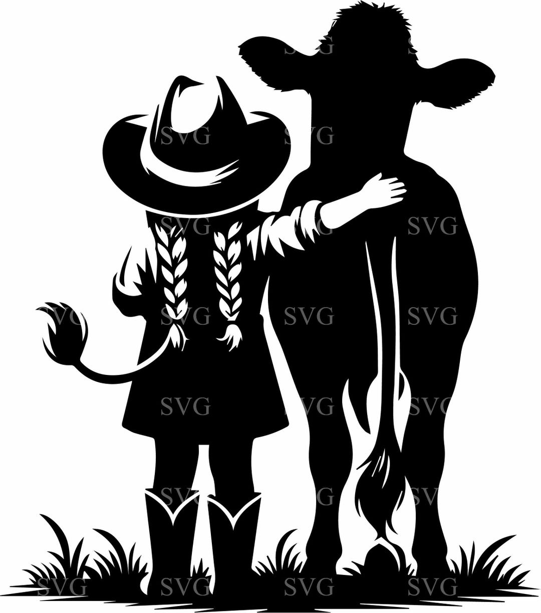7 Cowgirl and Cow SVG, 7 Farm Silhouette, Rustic Western Clipart ...