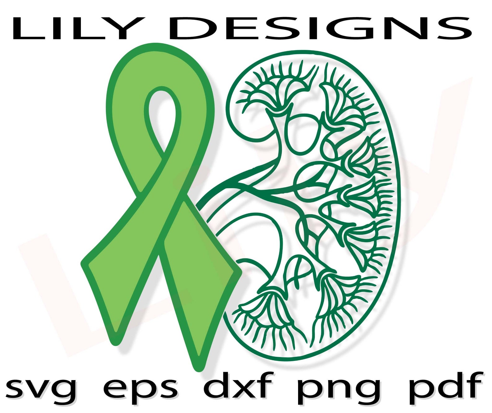 Green Ribbon Kidney Disease Svg Organ Donor World Kidney Day Transplant ...