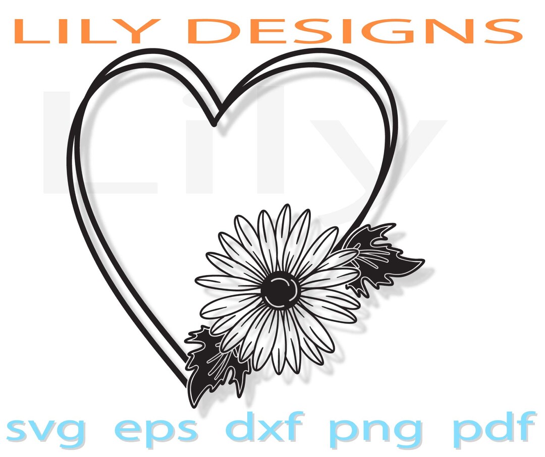 Daisy Svg, Daisy Heart Svg, Flower Svg, Heart Svg, Valentines Day Svg ...