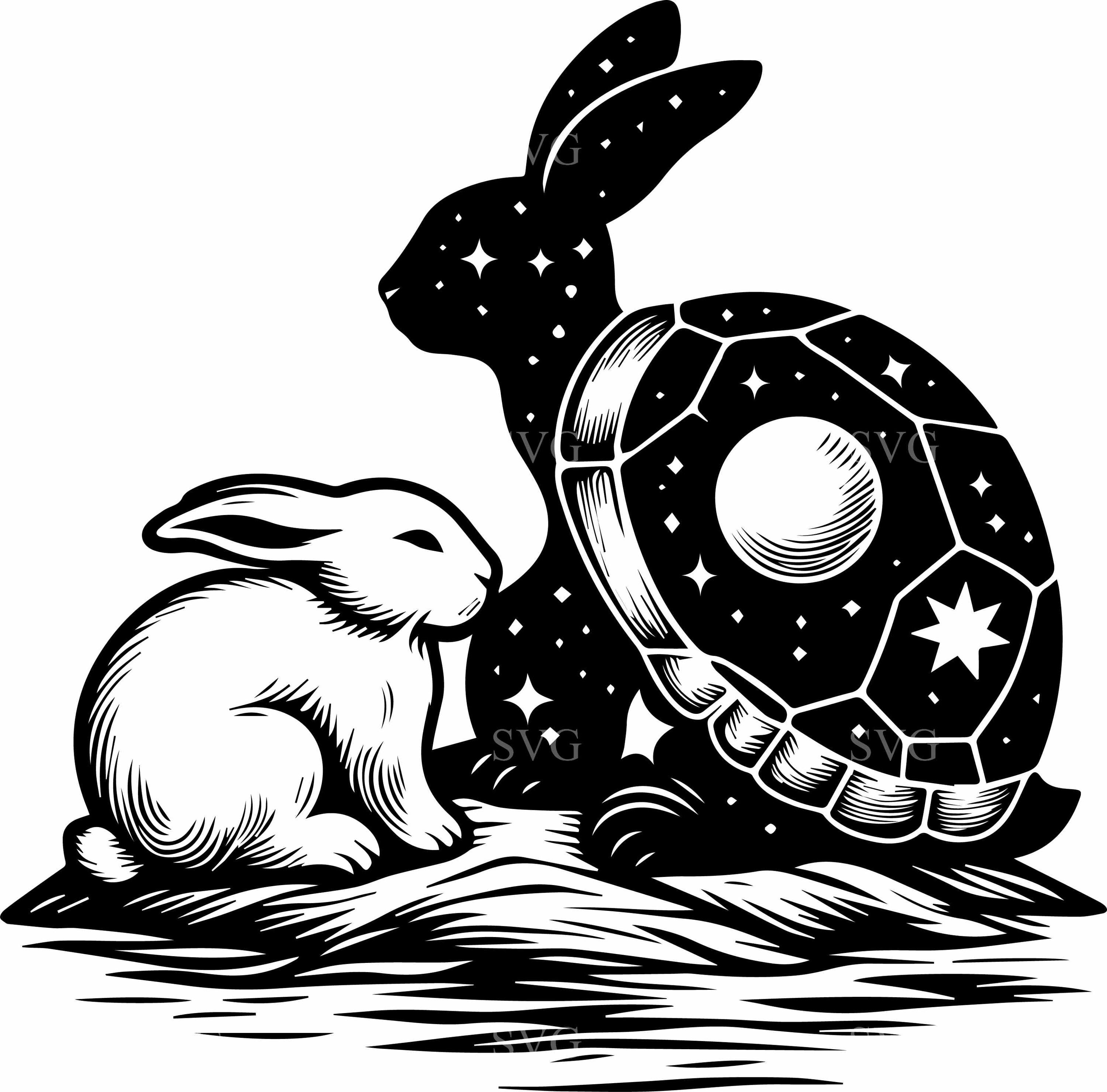5 Turtle and Rabbit SVG: Fable Silhouette Vector Design (digital ...