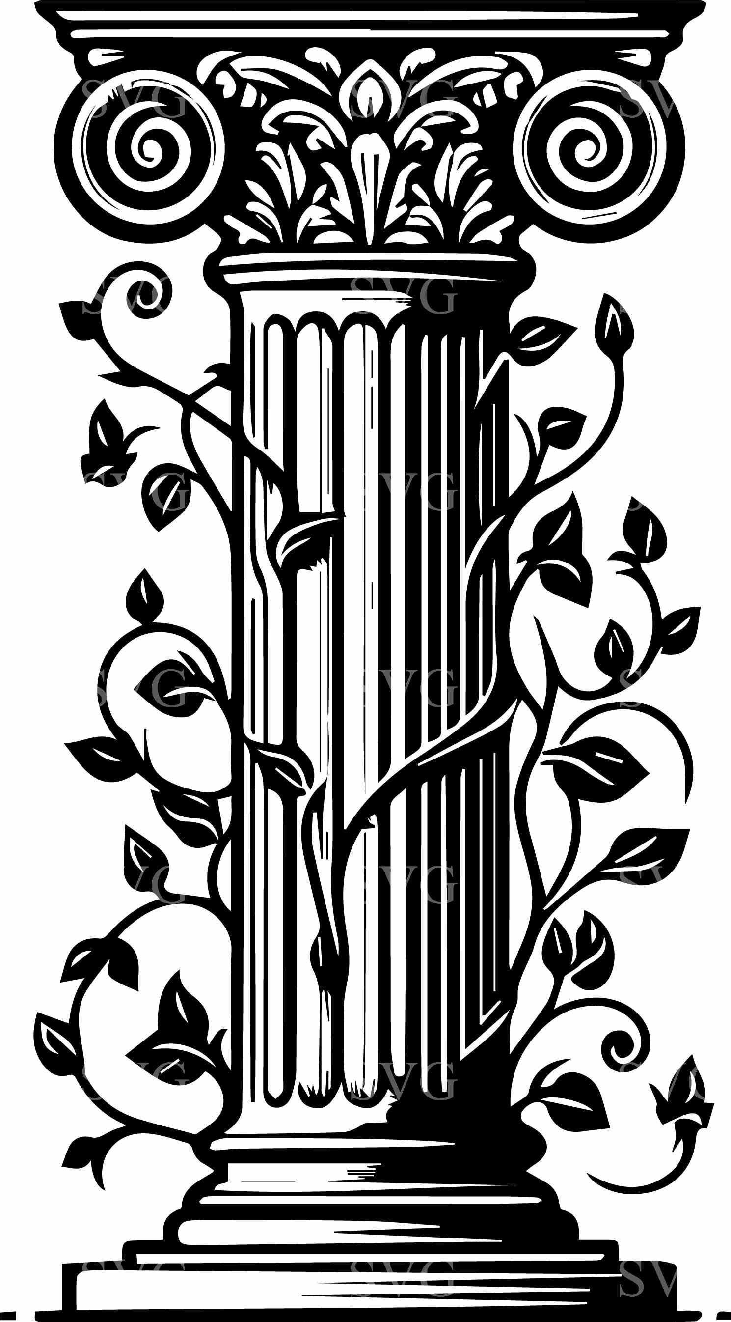 5 Ivy Wrapped Column Clipart – Greek Pillar SVG, Ancient Ruins Cut File ...