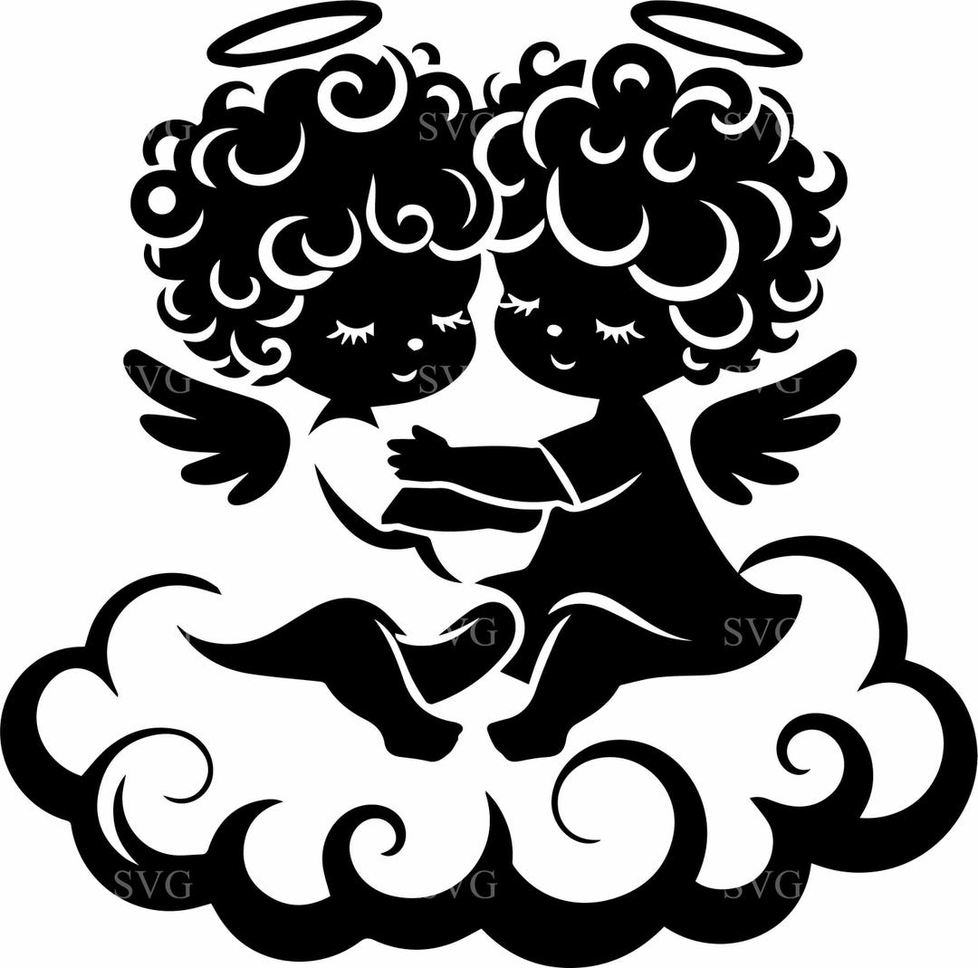 8 Angel Hug SVG – Angel Baby Clipart – Memorial Angel Silhouette ...
