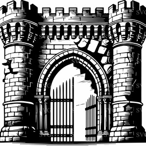 Castle Gate SVG - 4 Medieval Fortress Door Design - Intricate ...