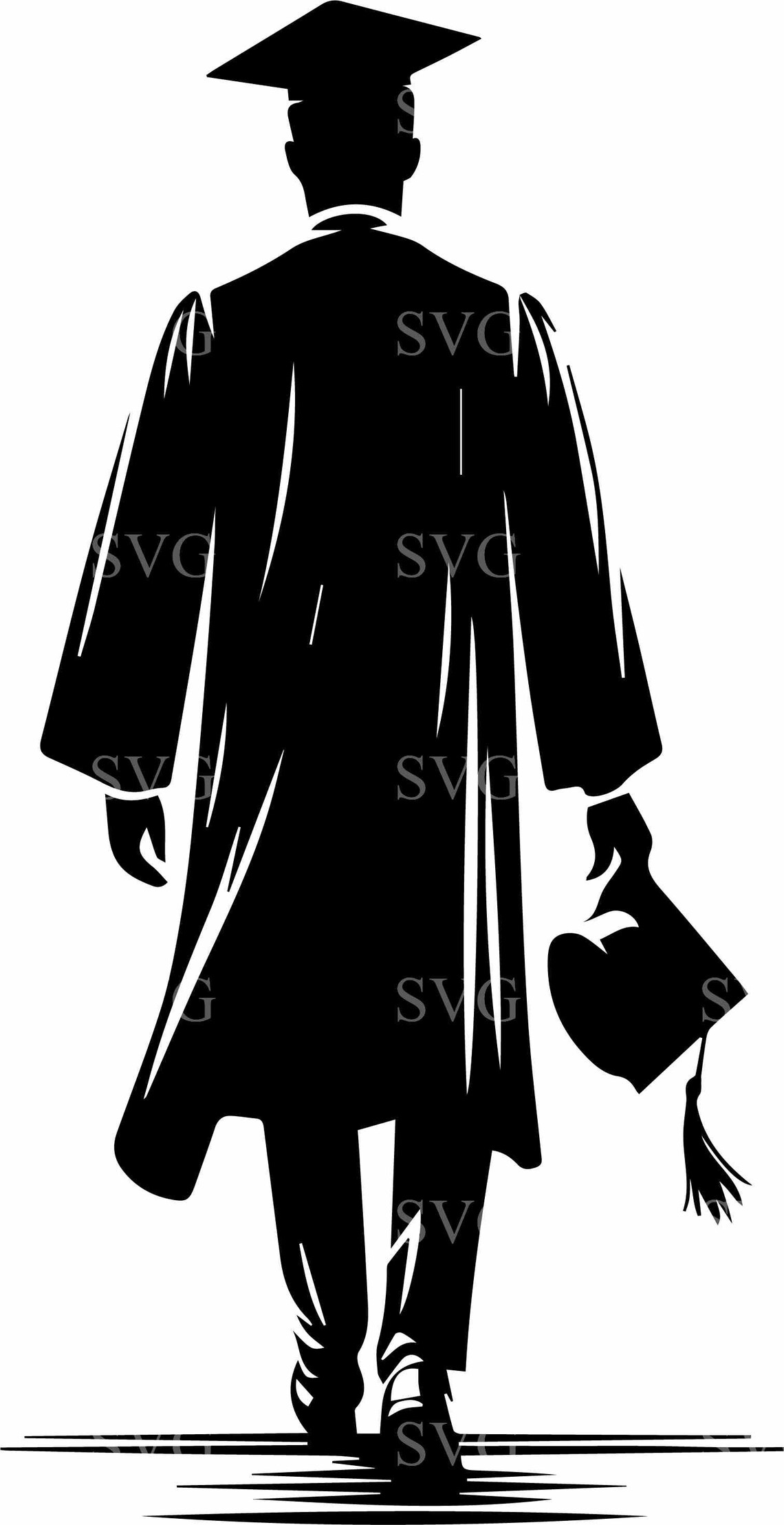 Graduation Man SVG, 5 Male Graduate Silhouette, Class of 2025 Cut File ...