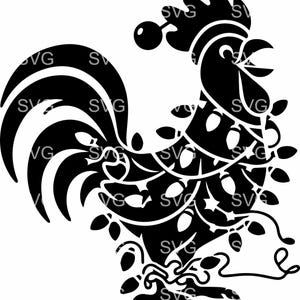 Christmas Rooster SVG, 8 Festive Rooster With Holiday Lights Cut File ...