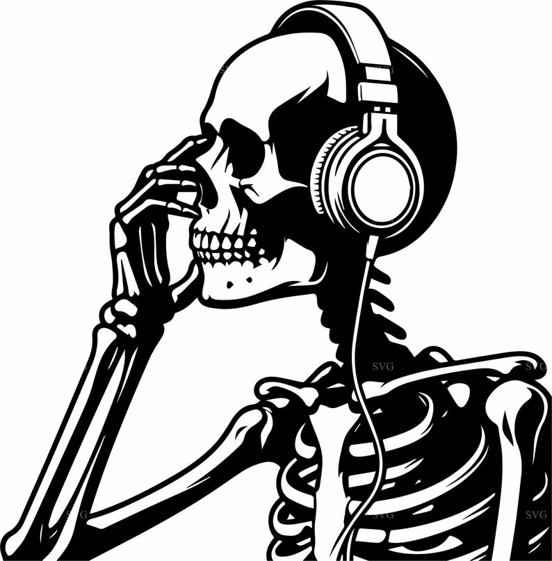 5 Skeleton Headphones SVG – Skull Music Decal, Gothic Halloween (5 File ...