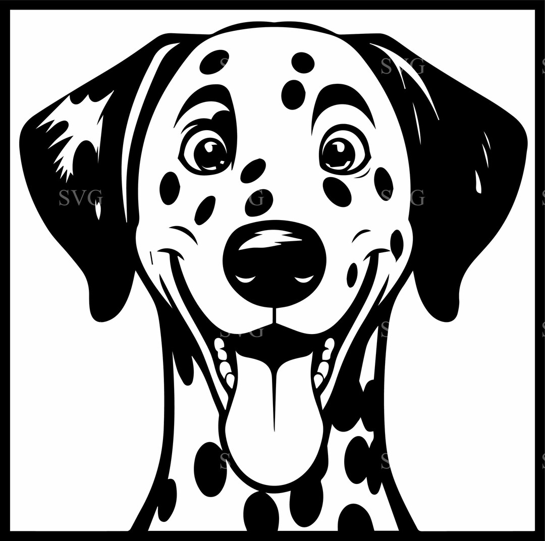 6 Dalmatian Dog Face SVG Spotted Canine Portrait Pet Animal Head Cut ...