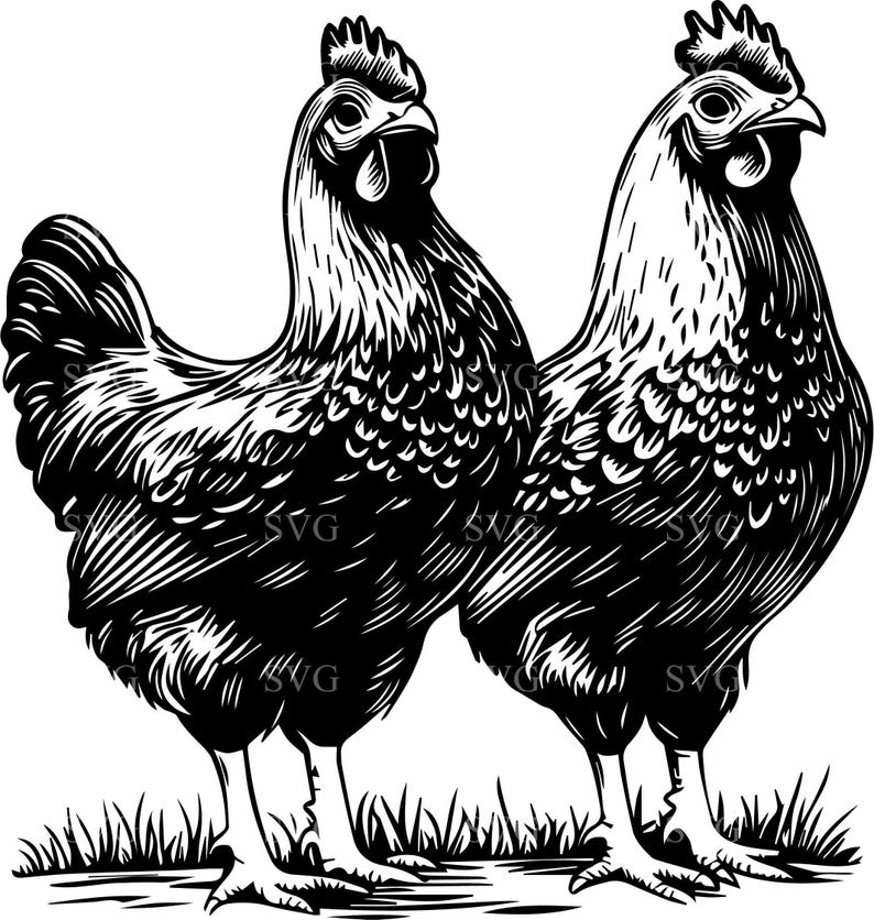 4 Farm Chicken SVG 4 Cut File | Rooster and Hen Clipart | Rustic ...
