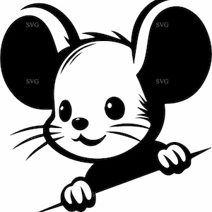Cute Mouse Peeking SVG 4 Cut File Adorable Corner Mouse Clipart Fun ...