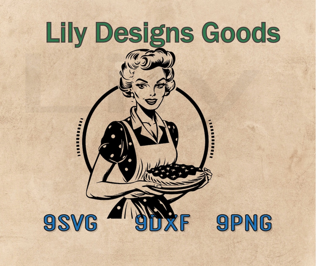 Retro Housewife Cooking SVG | Vintage Woman Clipart | Kitchen Cut File ...