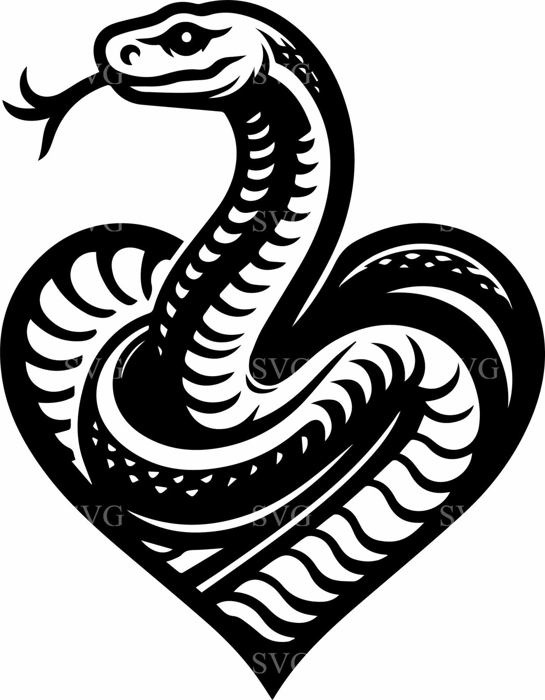 4 Snake and Heart SVG, 4 Mystical Snake Embracing Heart Cut File ...