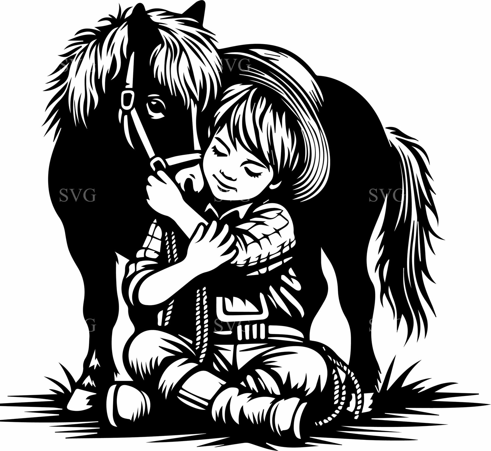 6 Farm Boy Clipart – 6 Pony SVG Cut File – Crafters, Nursery Decor ...