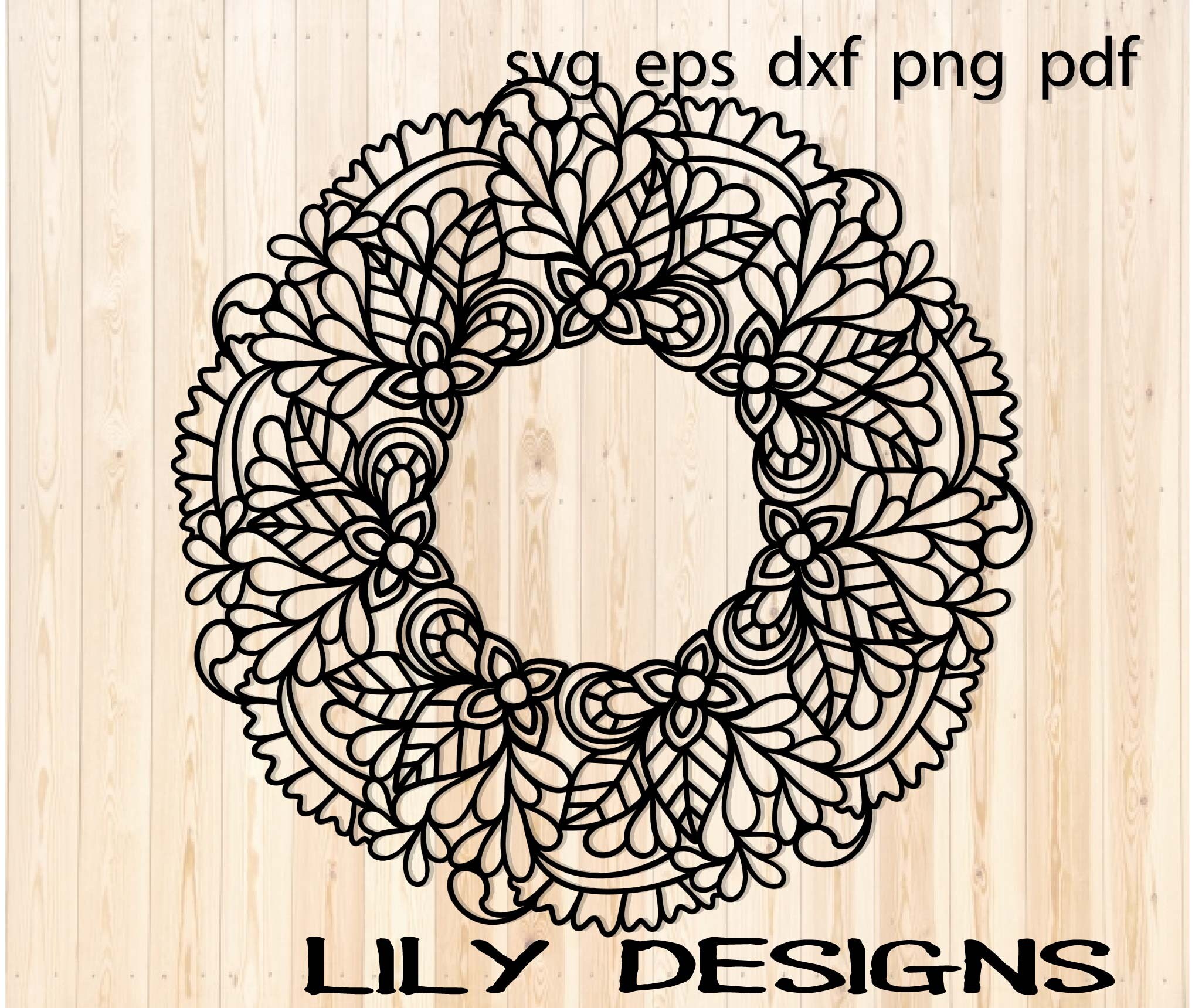 Wreath Mandala Svg Floral Wreath Svg Mandala Wreath Svg | Etsy