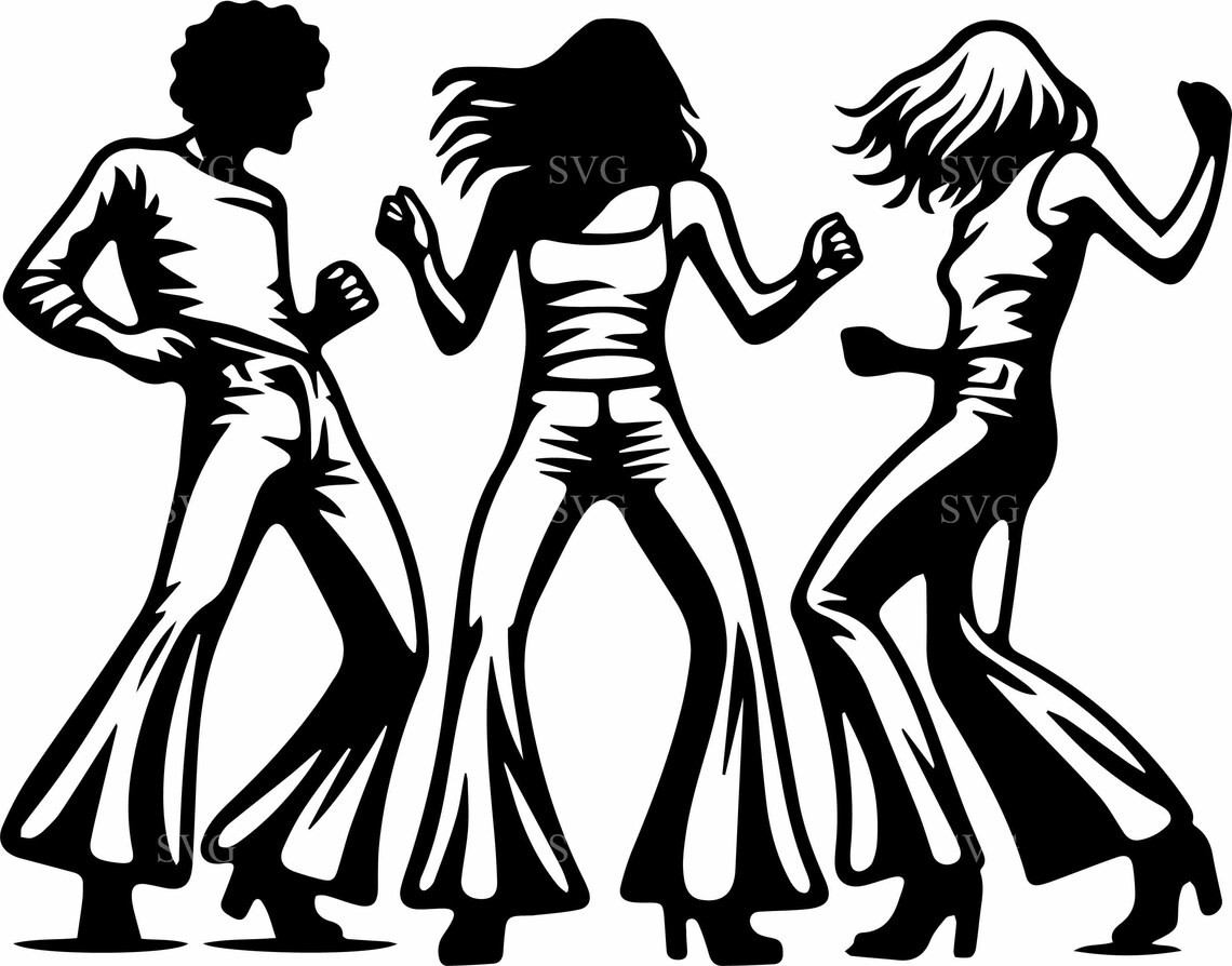 4 Retro Disco Dancers SVG Cut File - 70s Party Clipart for Cricut ...