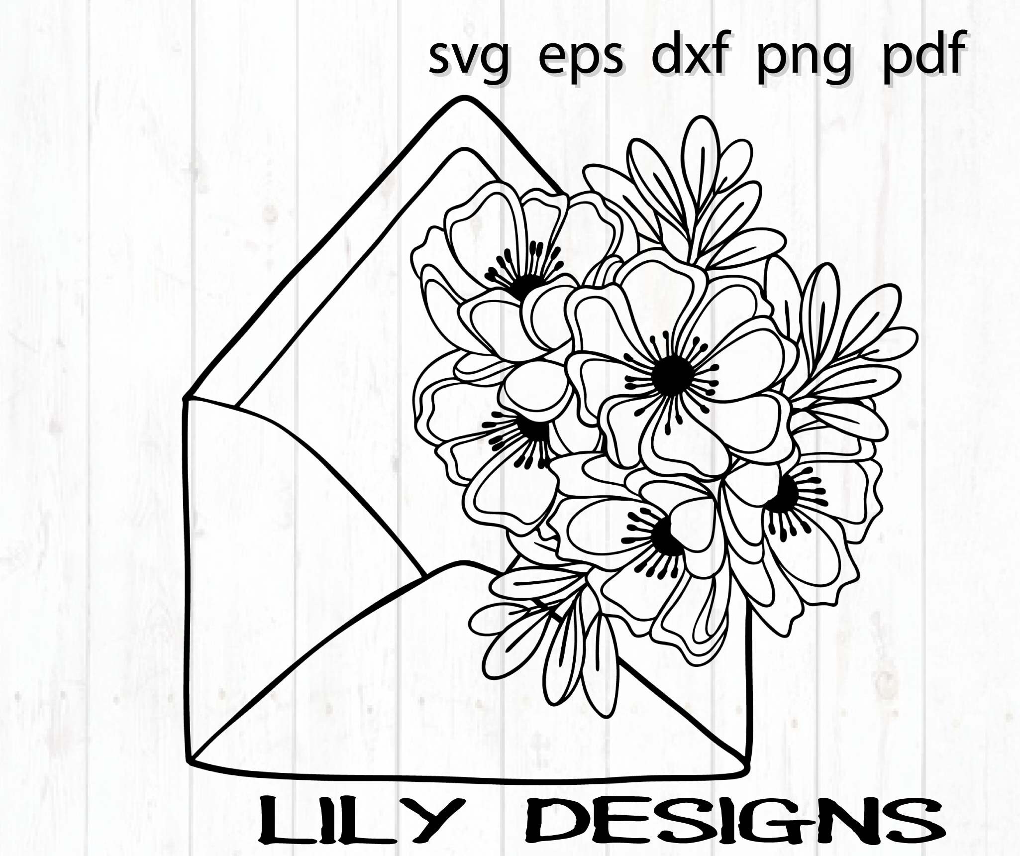 Wedding Envelope Svg Flower Envelope Svg Envelope With | Etsy