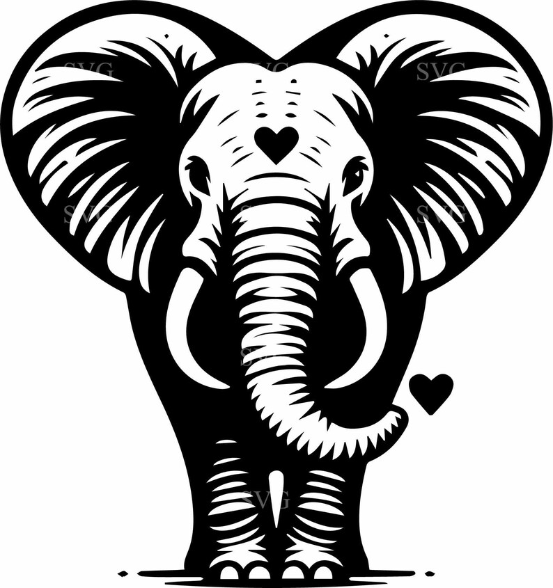 4 Elephant Heart SVG | 4 Intricate Elephant With Heart Shape Cut File ...