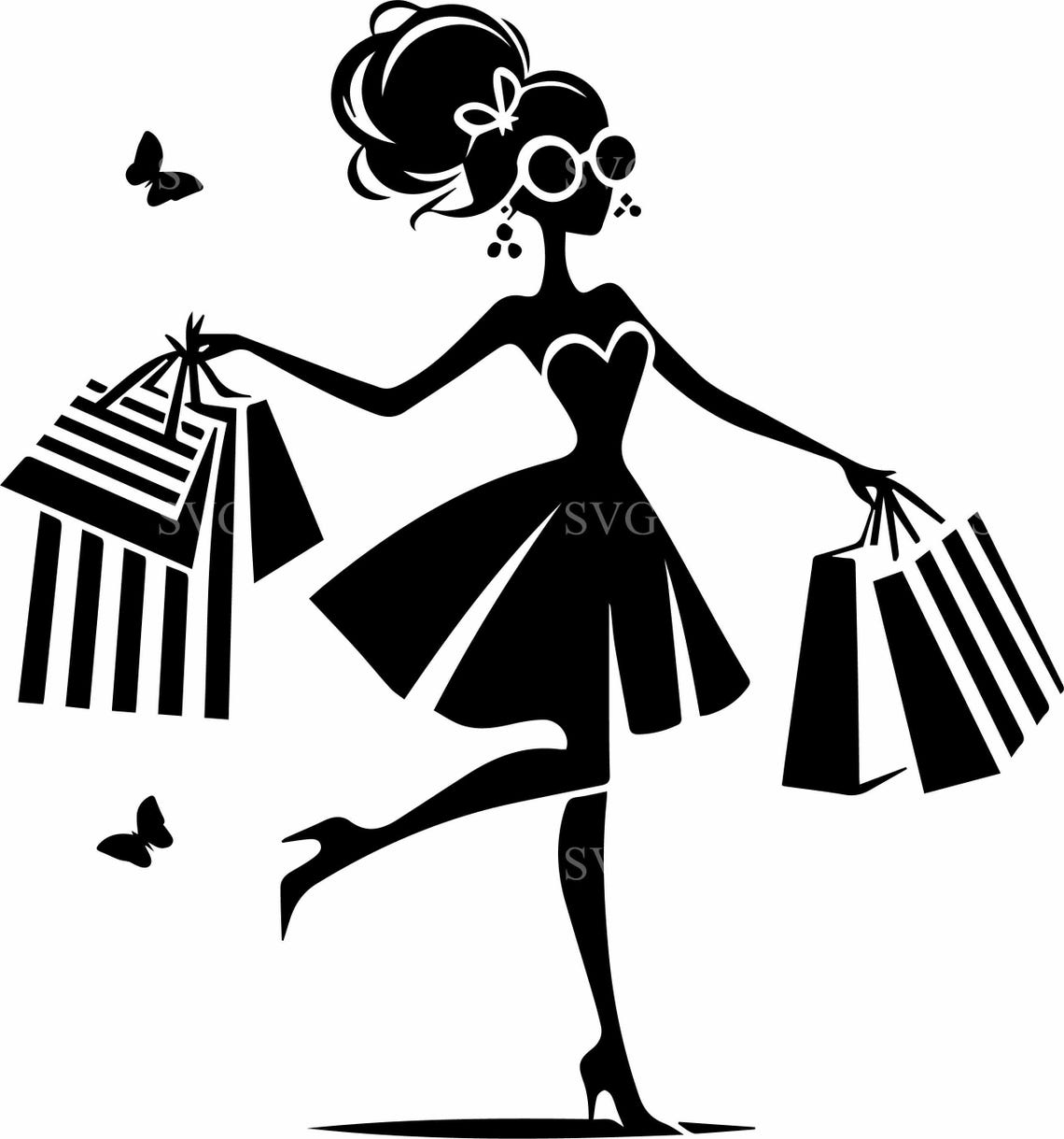 7 Shopping Lady SVG – 7 Fashion Woman With Bags Cut File – Stylish ...