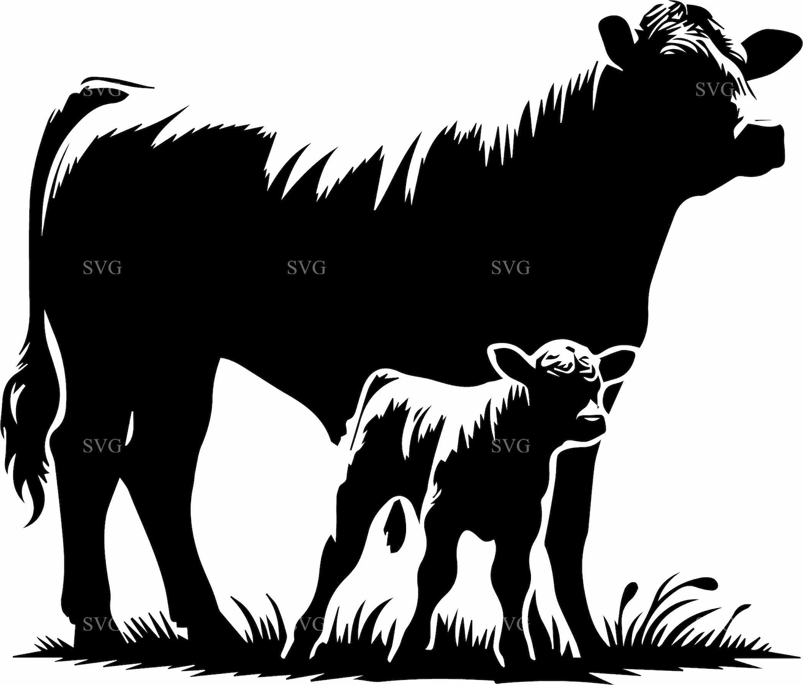 Angus Cow and Calf SVG 4 Cut File | Farm Animal Silhouette for Cricut ...