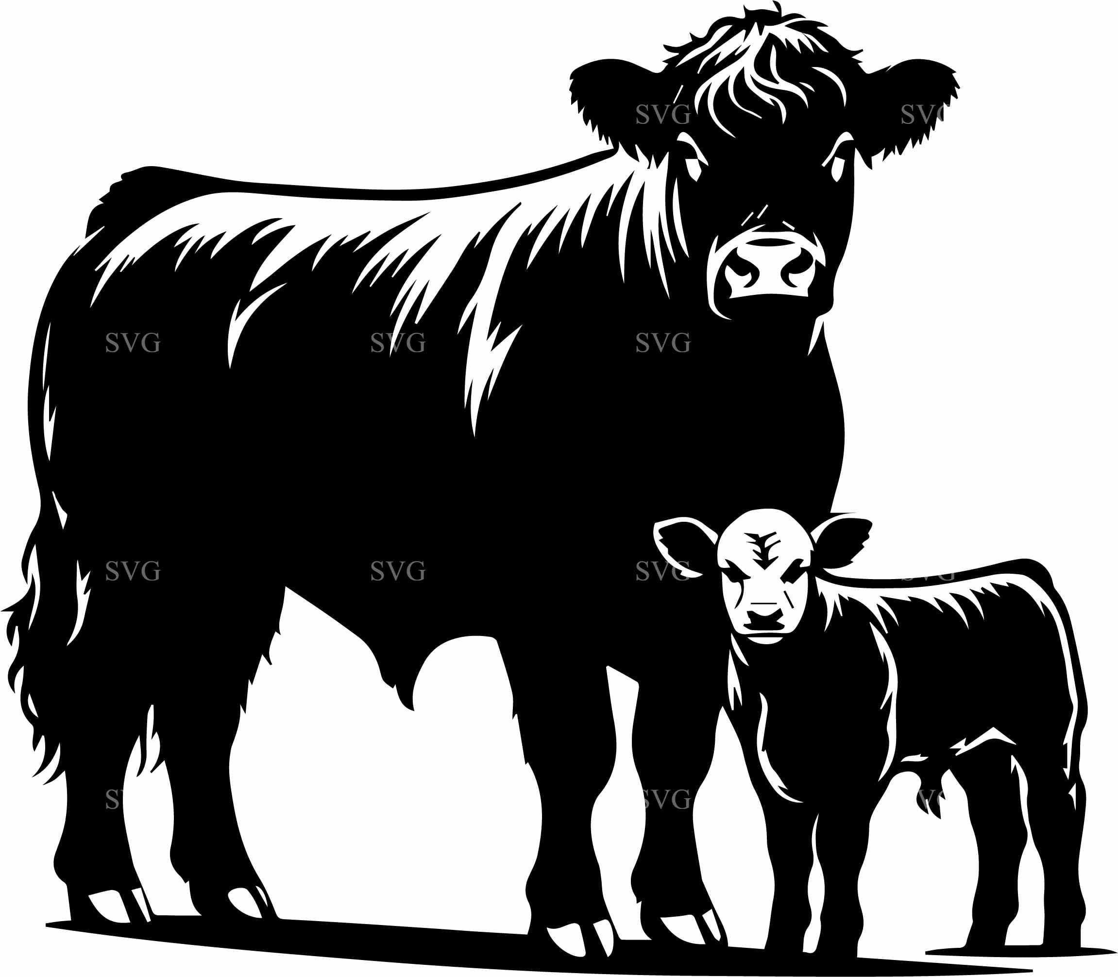 Angus Cow and Calf SVG 4 Cut File | Farm Animal Silhouette for Cricut ...