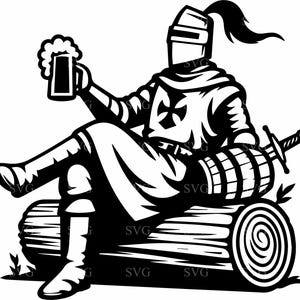 7 Knight Drinking Beer SVG, Medieval Warrior With Sword and Barrel ...