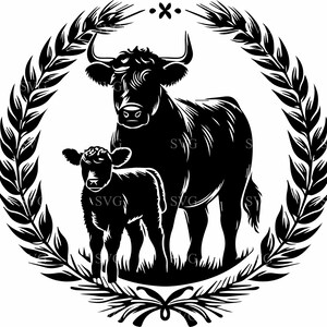 Cow and Calf Wreath SVG, 4 Rustic Farm Animal Cut File, Country Family ...