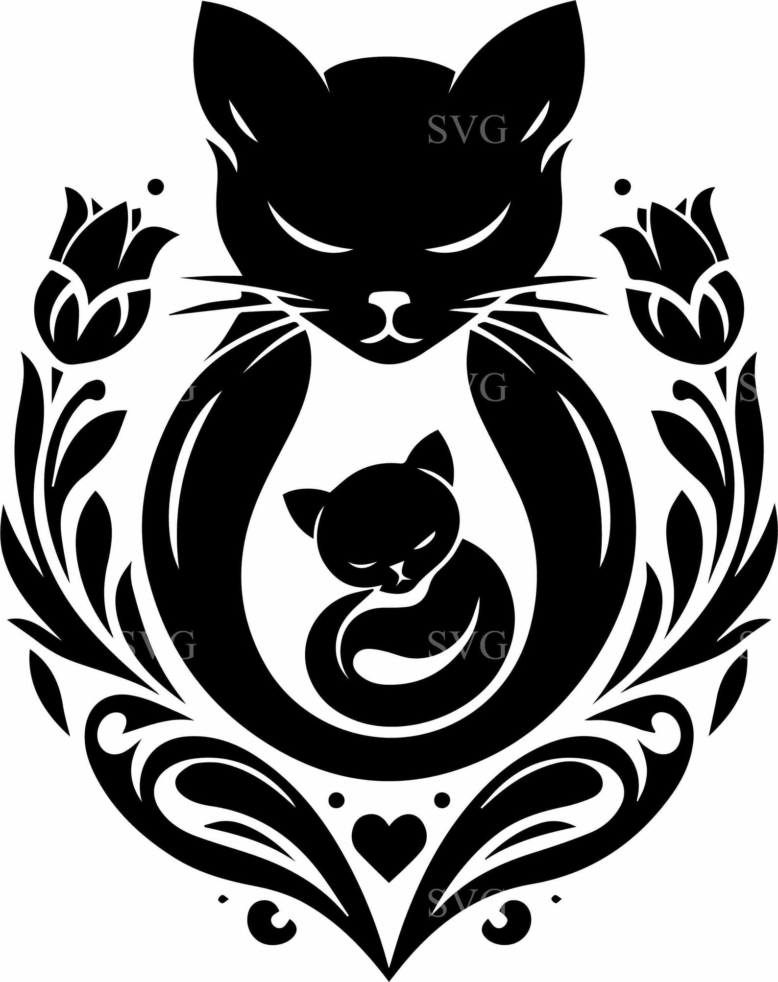 8 Mother Cat SVG Kitten Love Silhouette Cut File Pet Family Animal ...