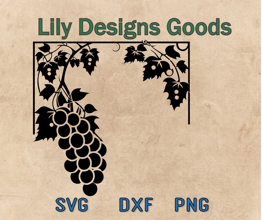 Wine Glass SVG, Grape Vine Art DXF, PNG Files for Cricut, Silhouette ...