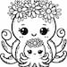 Cute Mother and Baby Octopus SVG 7 Cut File With Flower Crowns ...