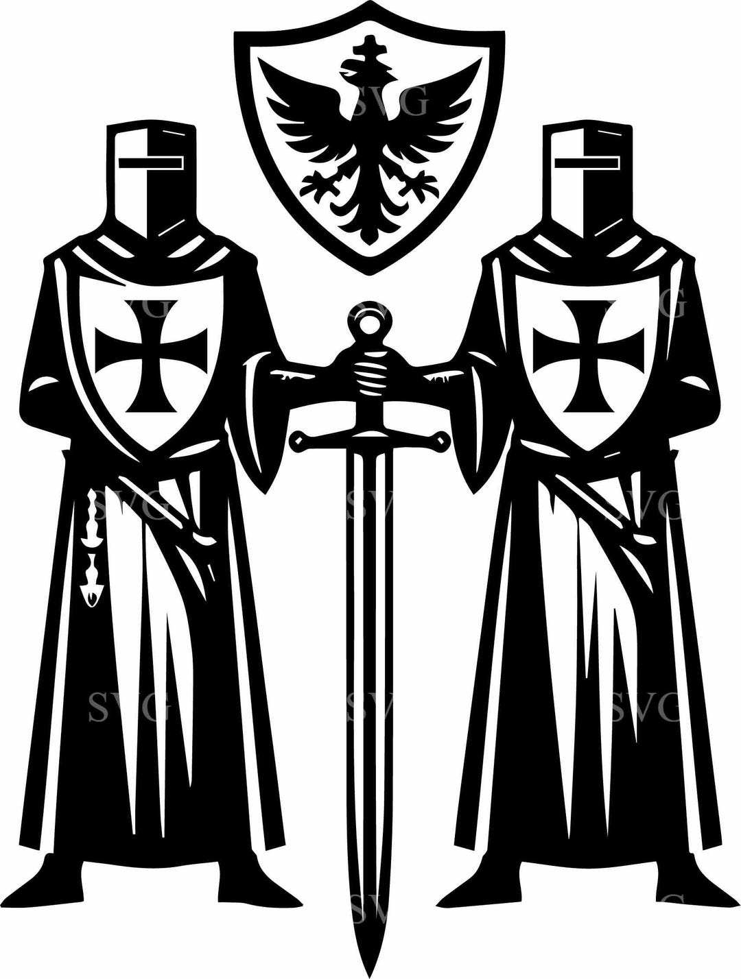 4 Templar Knight SVG 4 Cut File - Medieval Warrior With Sword and Cross ...